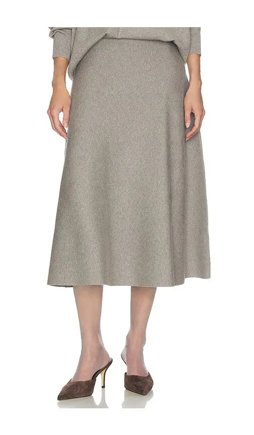 HELSA Xanthe Knit Midi Skirt - Grey