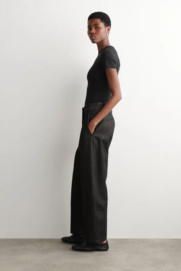 Cos Relaxed-fit Wide-leg Denim Pants - Black