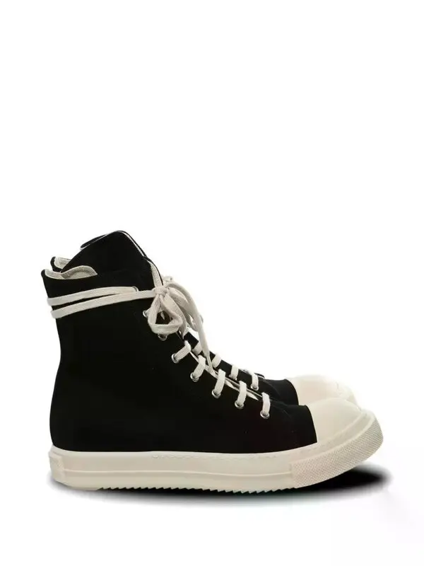 Rick Owens Scarpe In Denim High-top Sneakers - Black