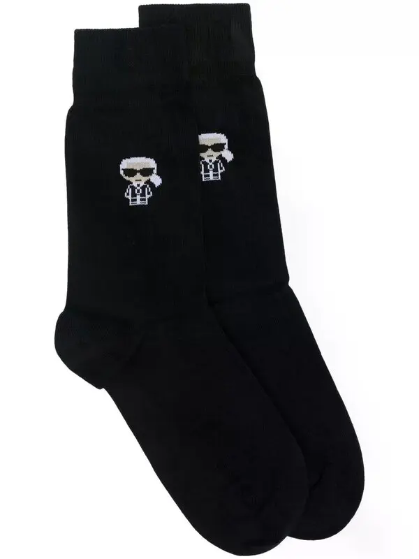 Karl Lagerfeld Intarsia-knit Logo Socks - Black