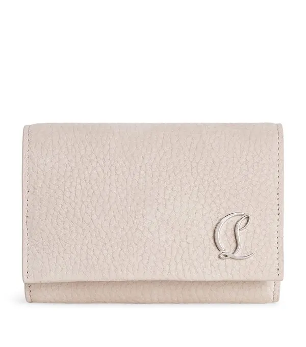 CHRISTIAN LOUBOUTIN Mooncrest Grain Leather Trifold Wallet - Beige