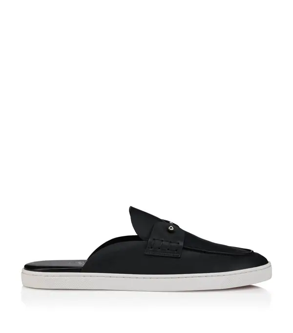 CHRISTIAN LOUBOUTIN Chanme Flat Leather Slides - Black