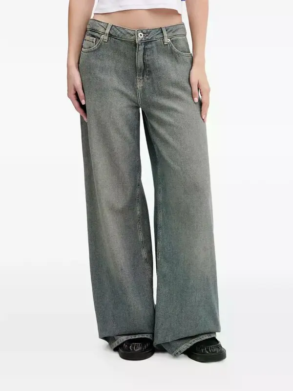 Hugo Gobana Washed Wide-leg Jeans - Blue