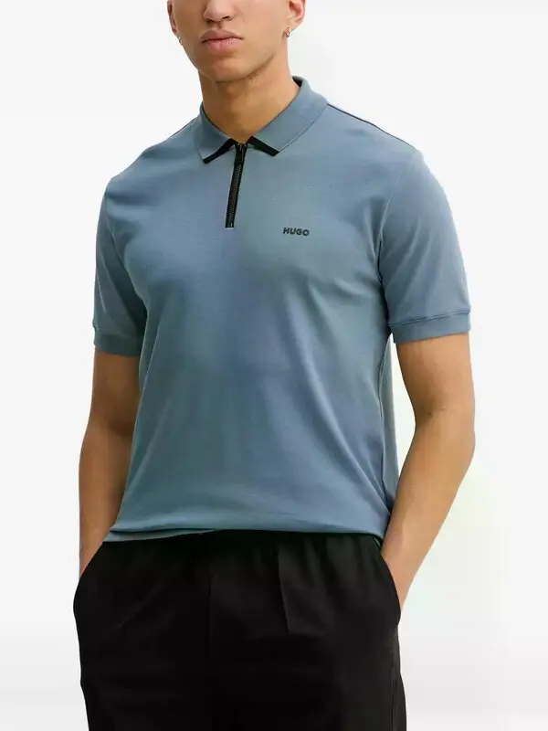 Hugo Dalomino Zip Polo Shirt - Blue
