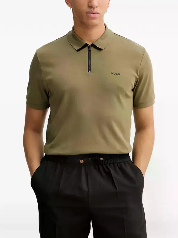 Hugo Dalomino Zip-up Collar Polo Shirt - Green