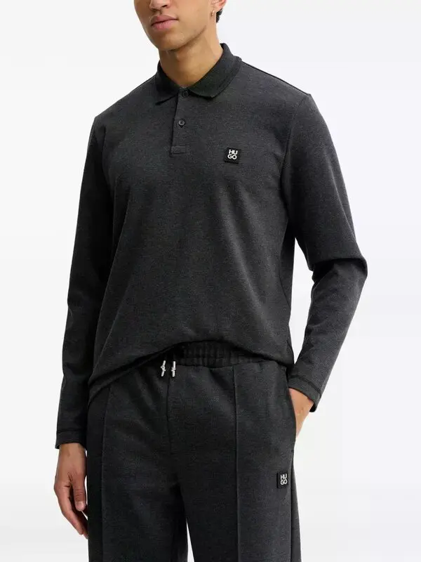 Hugo Logo-patch Long-sleeve Polo Shirt
