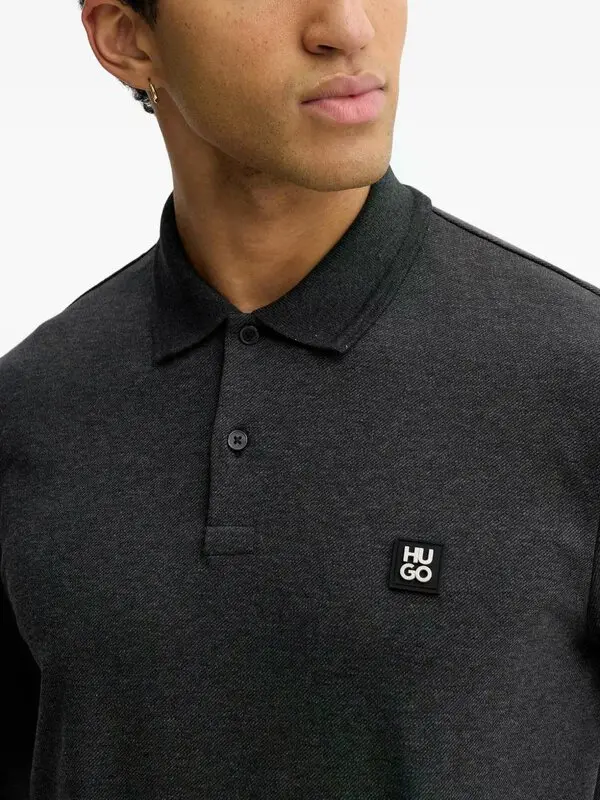 Hugo Logo-patch Long-sleeve Polo Shirt