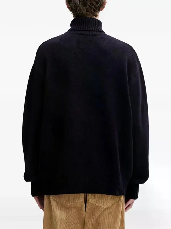 SPORTY & RICH Embroidered Roll Neck Sweater - Blue