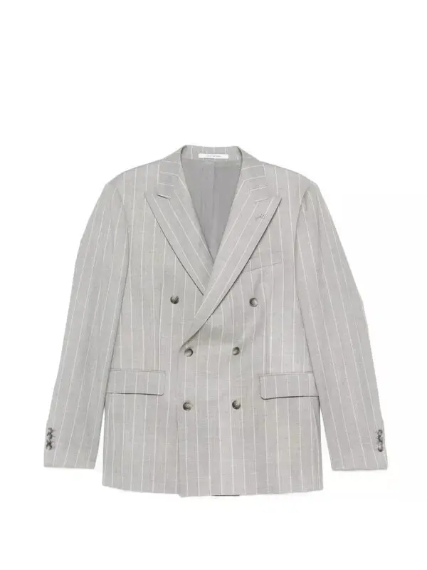 Tagliatore Light Pinstripe Double-breasted Blazer - Grey