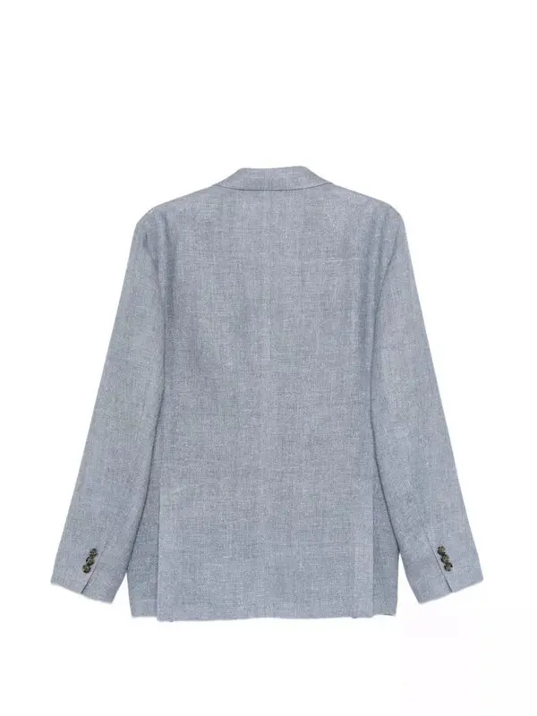 LARDINI Button Linen Blazer - Blue
