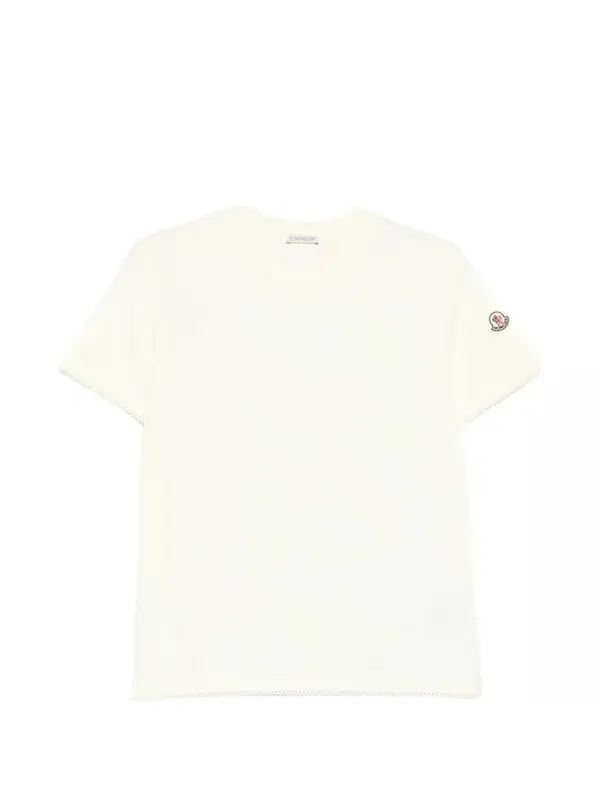 Moncler Logo Patch Cotton T-shirt - Neutrals