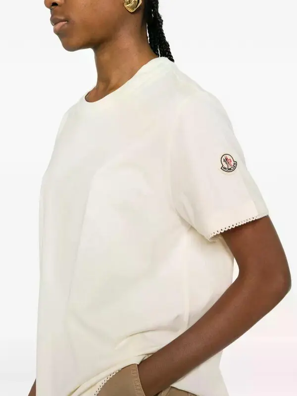Moncler Logo Patch Cotton T-shirt - Neutrals