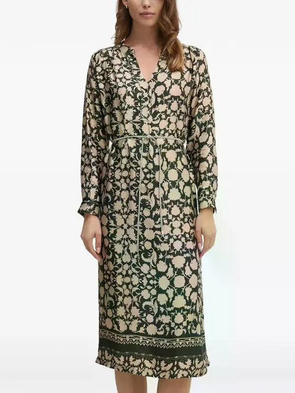 LA PETITE FRANÇAISE Floral-print V-neck Midi Dress - Neutrals