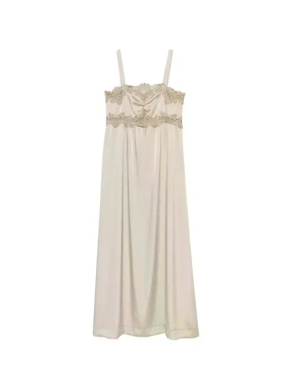 P.a.r.o.s.h Lace Long Maxi Dress - Neutrals