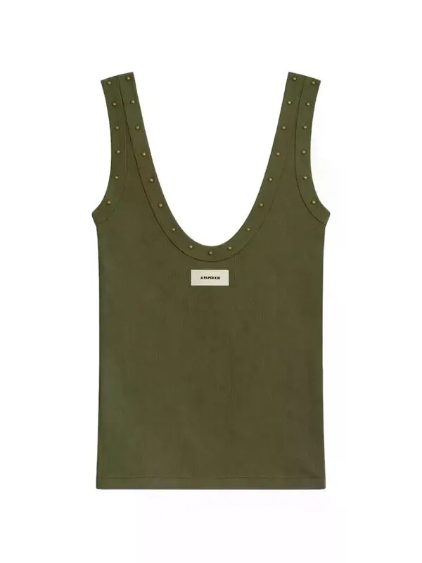 A PAPER KID Studded Tank Top - Green