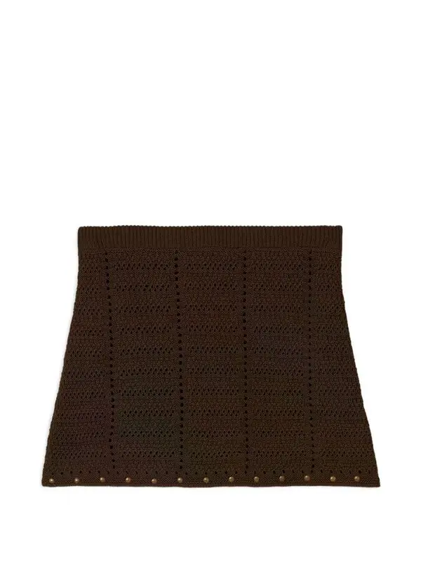 A PAPER KID Knitted Studded Mini Skirt - Brown