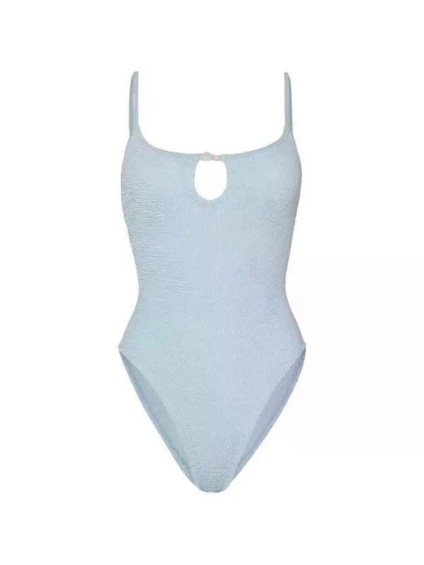 Hunza G Mia Beaded Crinkle Swimsuit - Blue
