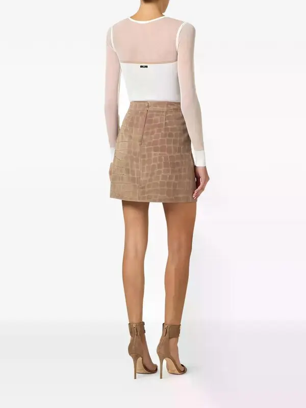 Elisabetta Franchi Crew Neck Long Sleeve Sweater With Openwork Detailing