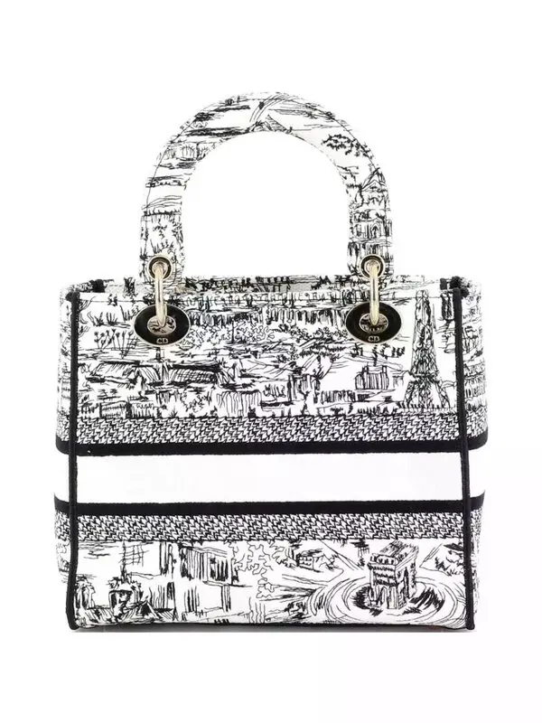 Dior Lady D-lite Embroidered Canvas Satchel - Multicolour