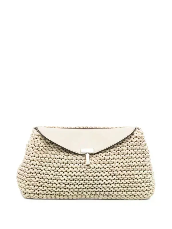 TOTEME Mini T-lock Woven Clutch - Neutrals