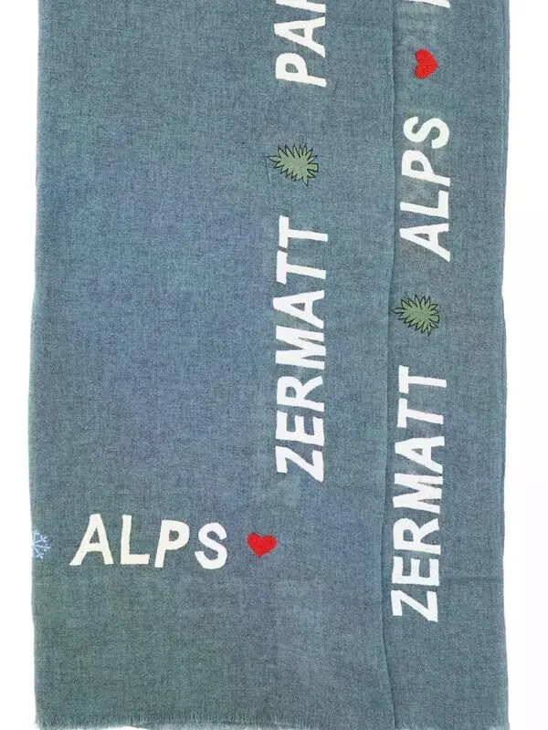 BENARAS BY CITRUS Embroidered Fringed Scarf