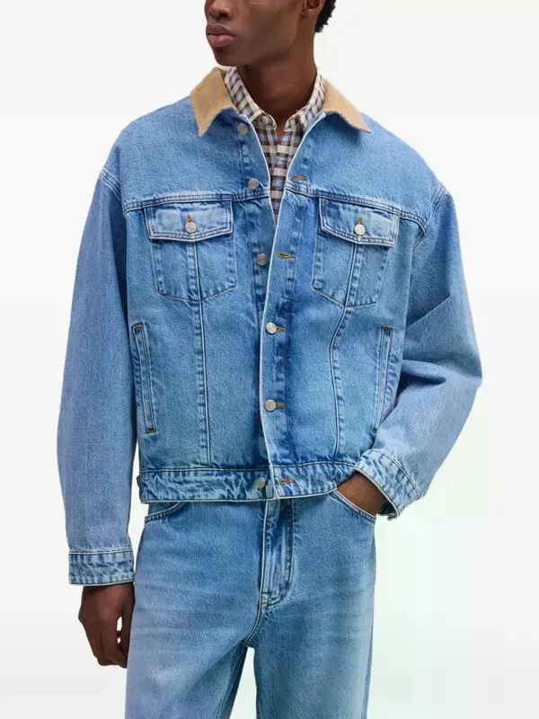 Nn07 Roy Corduroy-collar Denim Jacket - Blue