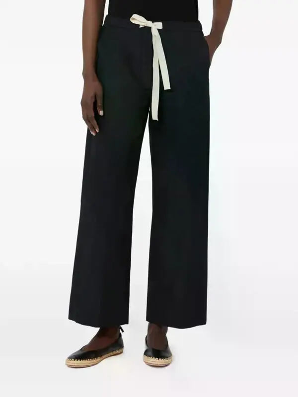 Max Mara Cotton Drawstring Trousers - Black