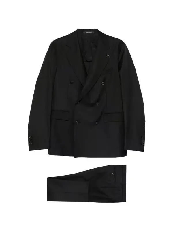 Tagliatore Cotton Double-breasted Suit - Black
