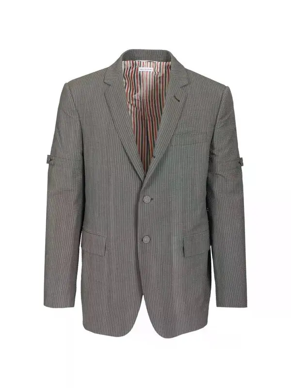 Thom Browne Wool Seersucker Sportcoat With Armbands - Grey