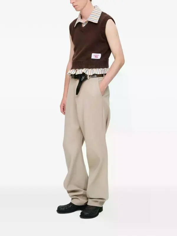 CHARLES JEFFREY Cropped Vest Shirt - Brown
