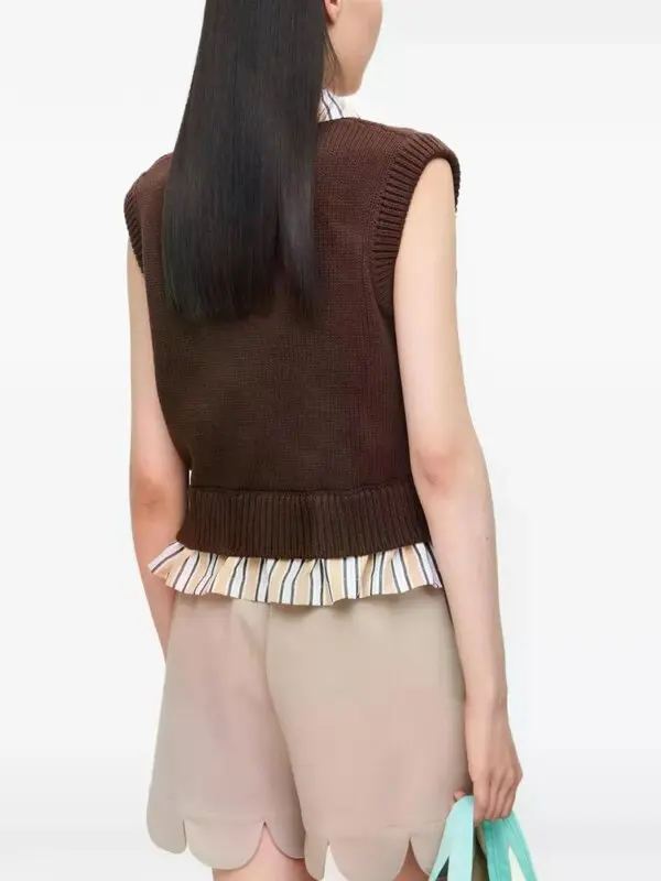 CHARLES JEFFREY Cropped Vest Shirt - Brown