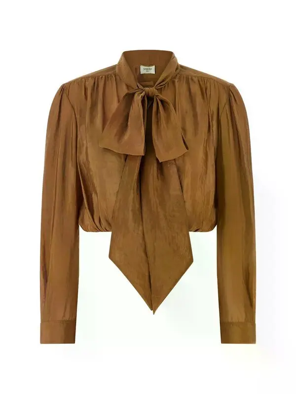 Saint Laurent Tie-neck Cropped Blouse