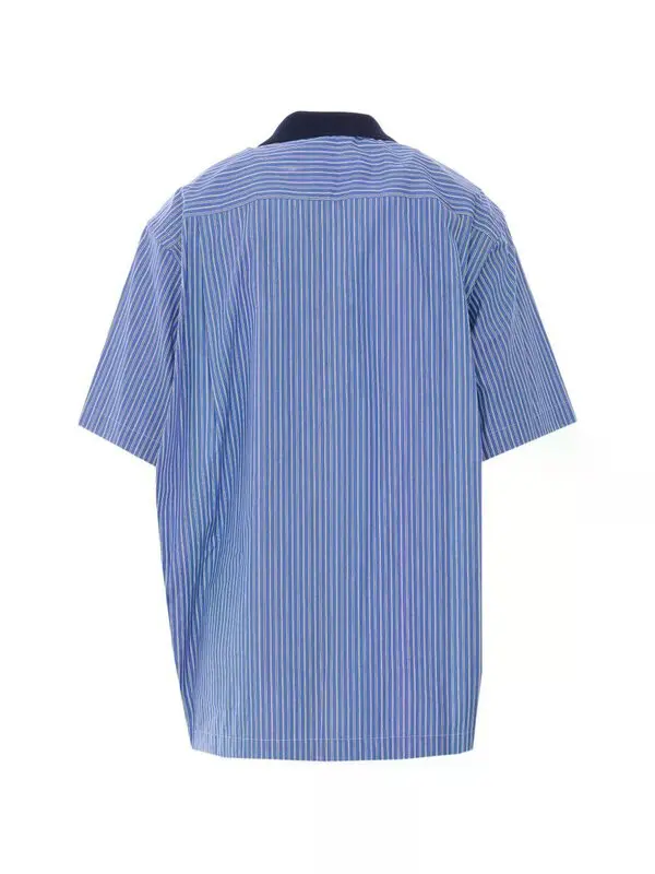 Sacai Striped Zip Polo Shirt - Blue