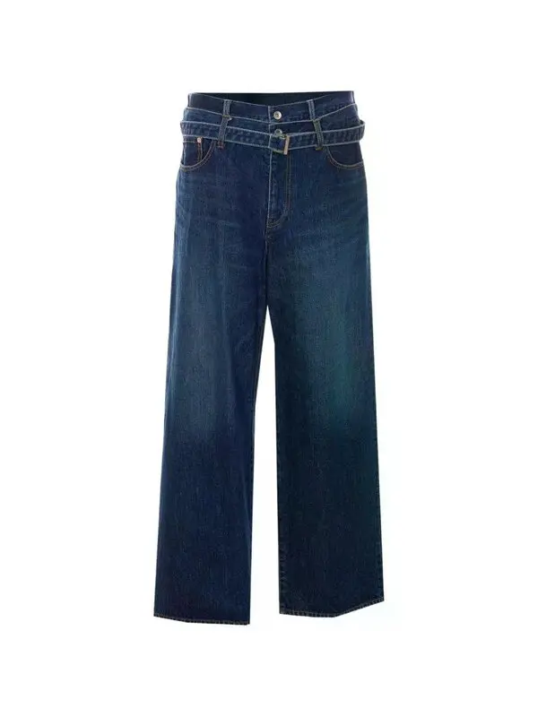 Sacai Belt Wide Jeans - Blue