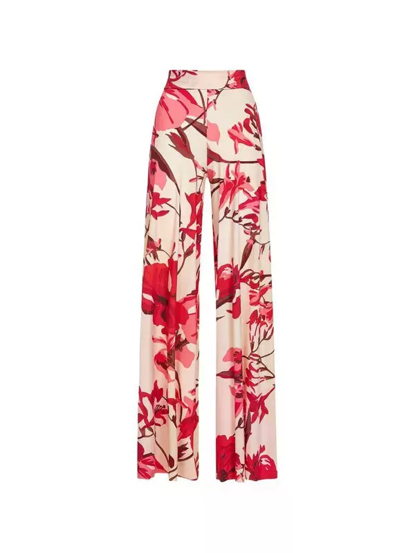 Chiara Boni La Petite Robe Floral-print High-waisted Trousers - Red