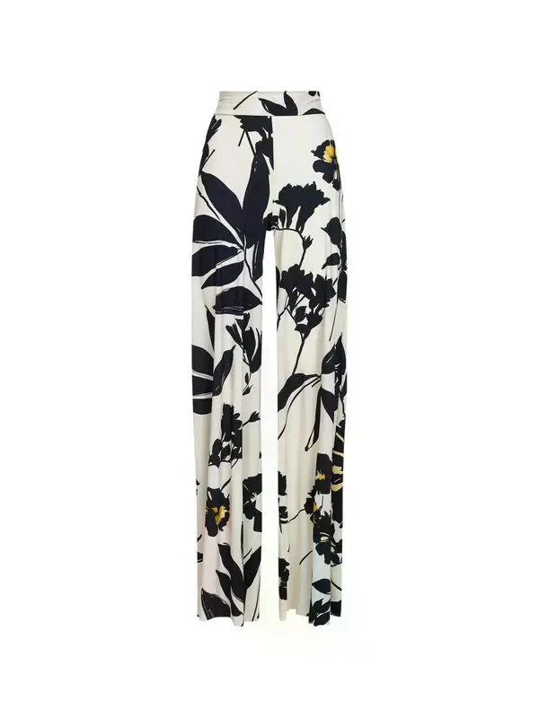 Chiara Boni La Petite Robe Floral-print High-waisted Trousers - Neutrals