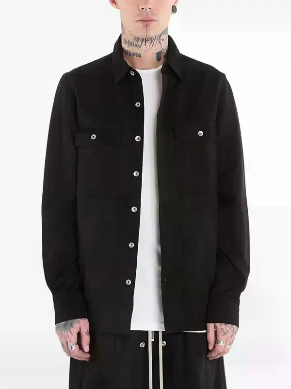 Rick Owens Outershirt Buttoned-up Cotton Jacket - Black