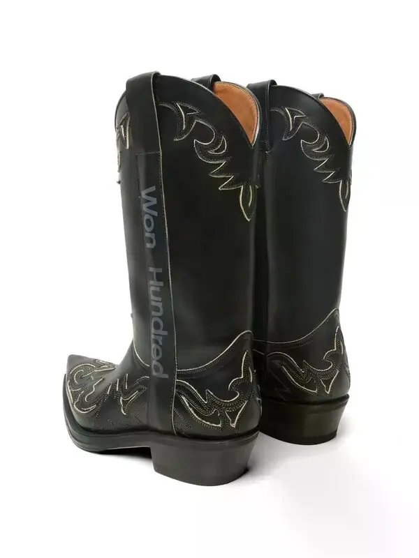 WON HUNDRED Pointy-toe Embroidered Boots