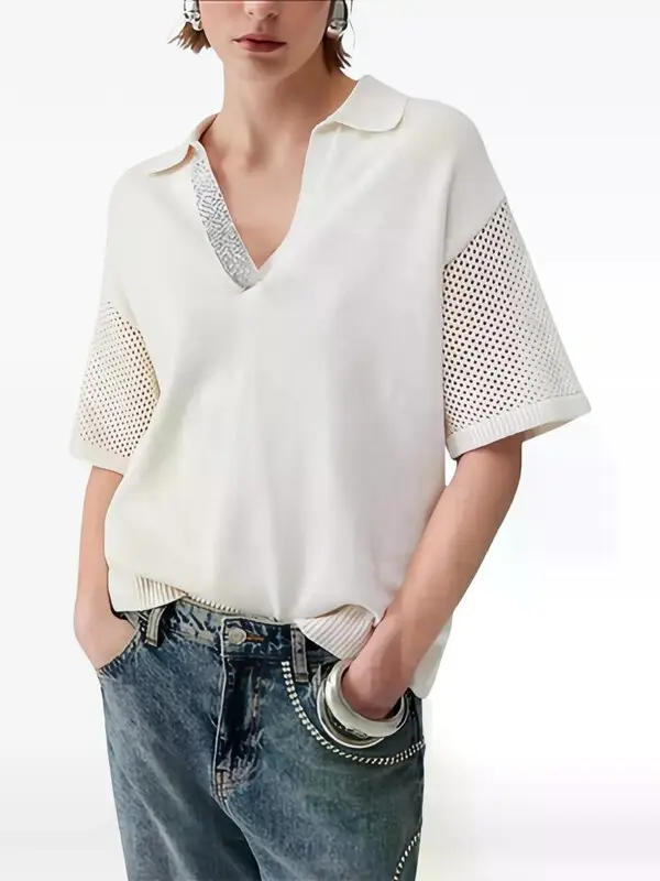 Liu Jo V-neck Openwork T-shirt