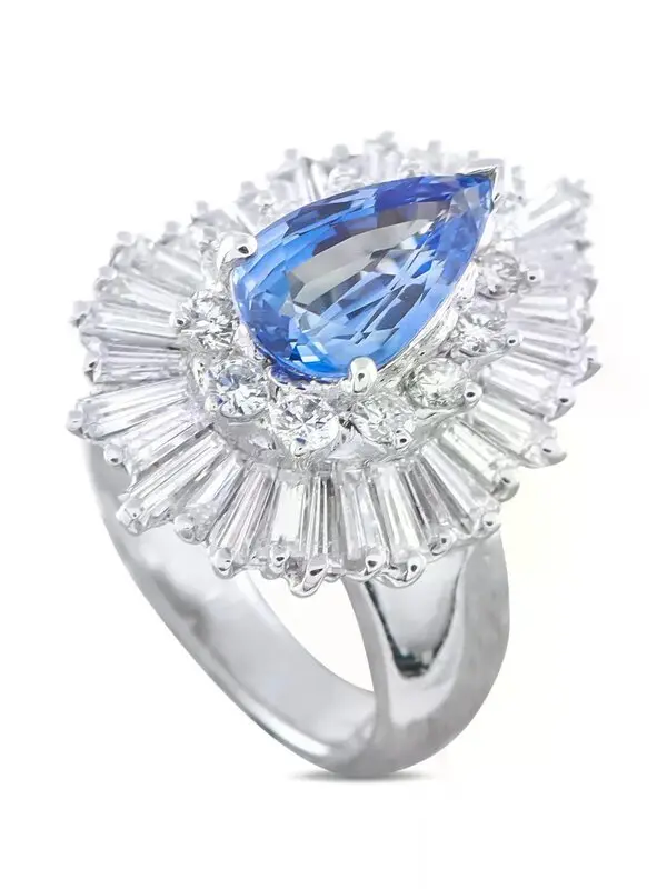 LB EXCLUSIVE Embellished Diamond Sapphire Ring - Silver