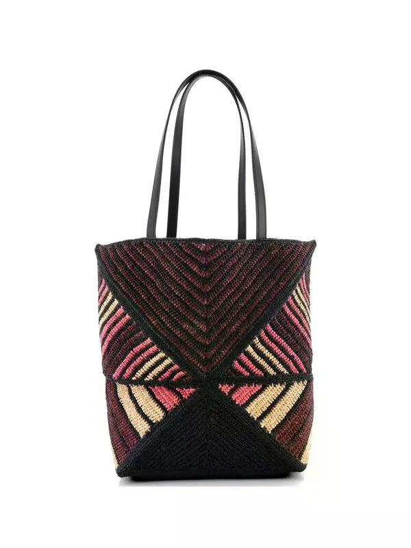 Loewe Puzzle Fold Raffia Medium Tote Bag