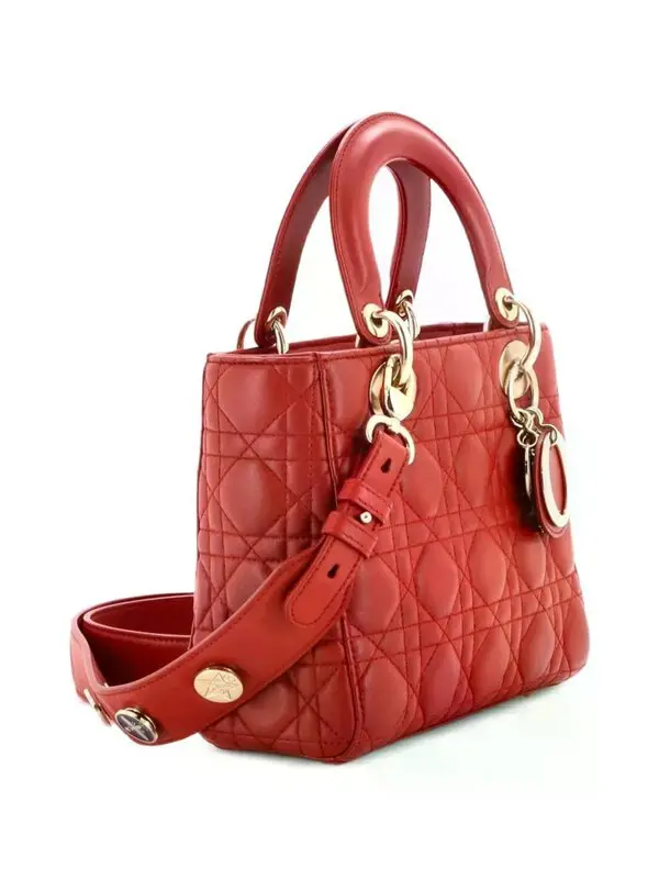 Dior My Abcdior Lady Bag Cannage Quilt Lambskin - Red