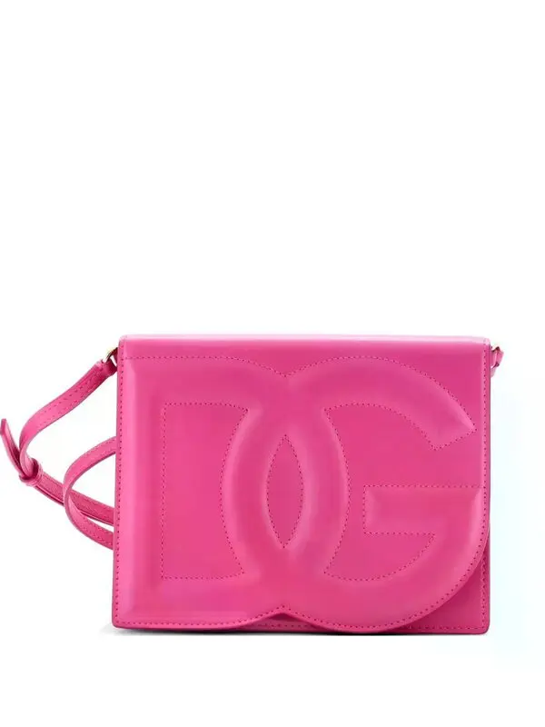 Dolce & Gabbana Dg Logo Flap Shoulder Bag Leather Small Crossbody Bag - Pink