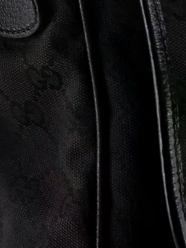 Gucci Web Strap Flap Messenger Gg Canvas Medium - Black