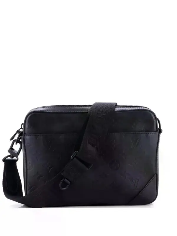 LOUIS VUITTON Duo Messenger Bag Monogram Shadow Leather Crossbody Bag - Black