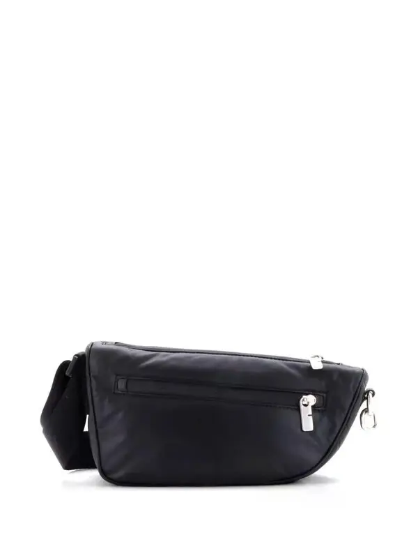 Burberry Shield Messenger Bag Leather Medium Crossbody Bag - Black
