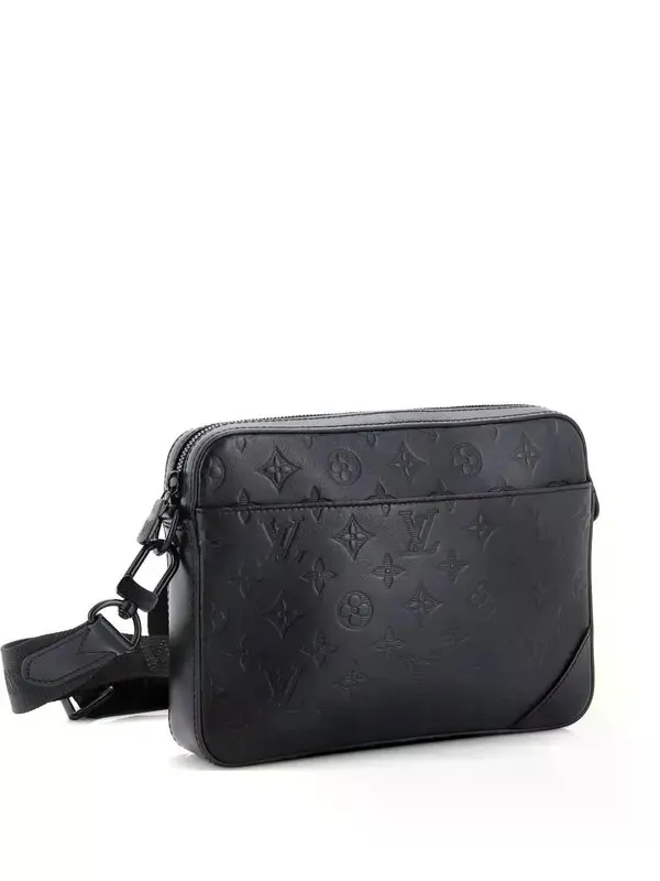 LOUIS VUITTON Duo Messenger Bag Monogram Shadow Leather Crossbody Bag - Black