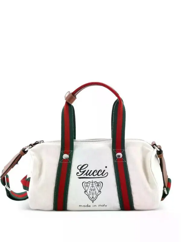 Gucci Crest Duffle Printed Canvas Small Travel Bag - Neutrals