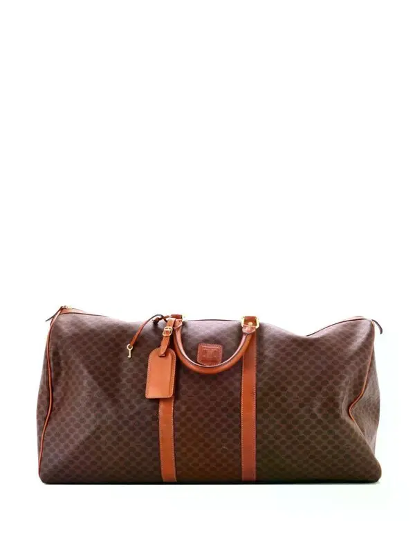 Celine Vintage Duffle Bag Macadam Coated Canvas Large Travel Bag - Brown