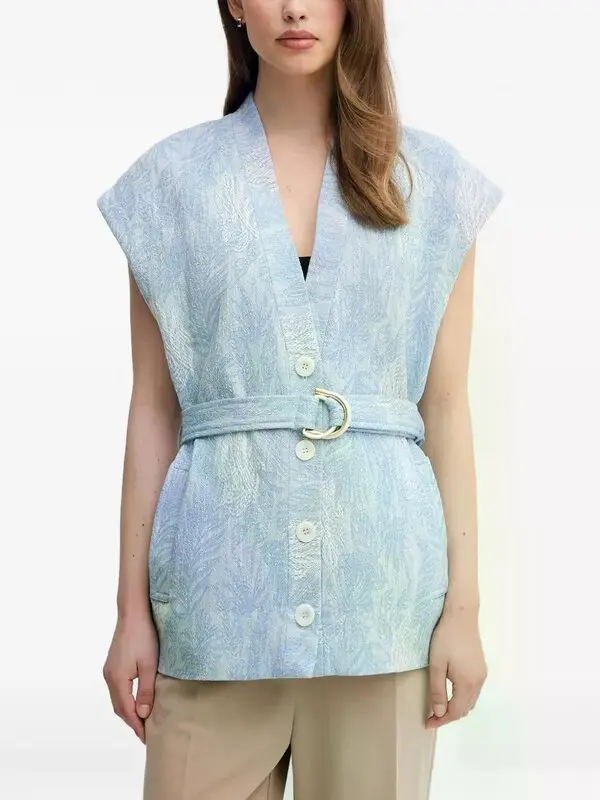 LA PETITE FRANÇAISE Vangelis Leaf-print Belted Top
